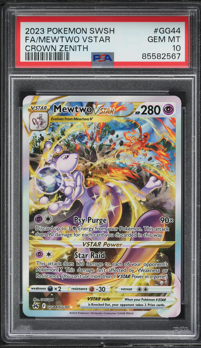 2023 Pokemon SWSH Crown Zenith Full Art Mewtwo VSTAR #GG44 PSA 10 GEM ...