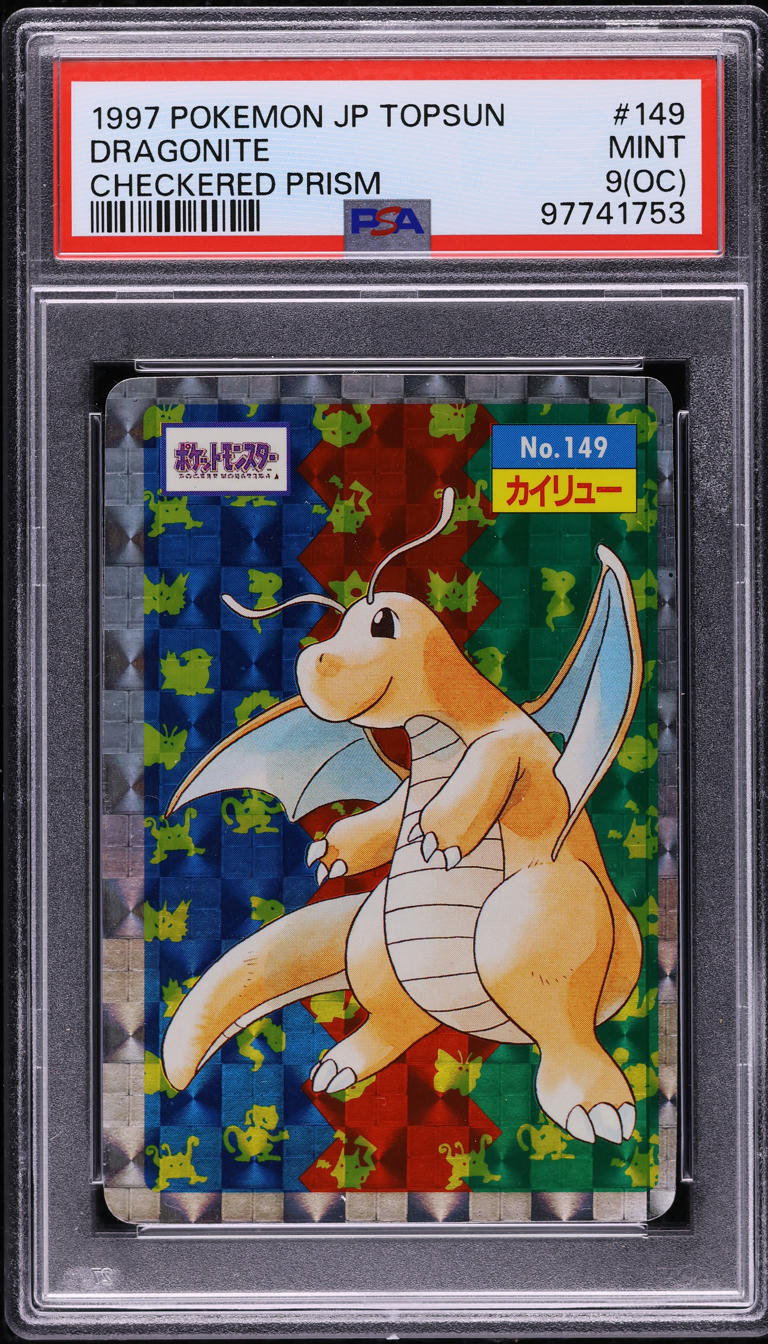 1997 Pokemon Japanese Topsun Checkered Prism Dragonite #149 PSA 9(oc ...
