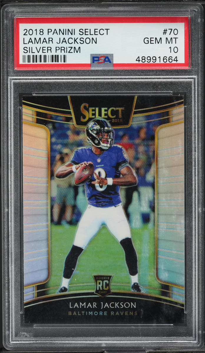2018 Select Concourse Silver Prizm Lamar Jackson ROOKIE #70 PSA 10 GEM ...
