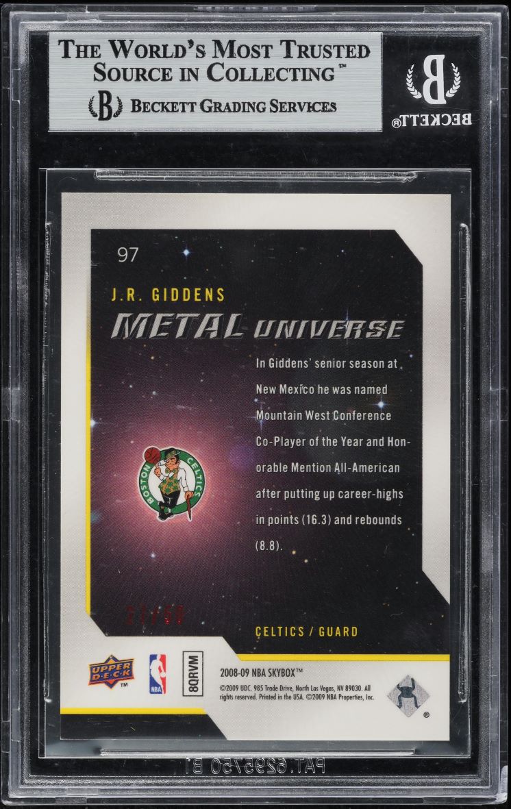 2008 Metal Universe Precious Metal Gems Red J.R. Giddens ROOKIE /50 #97 ...