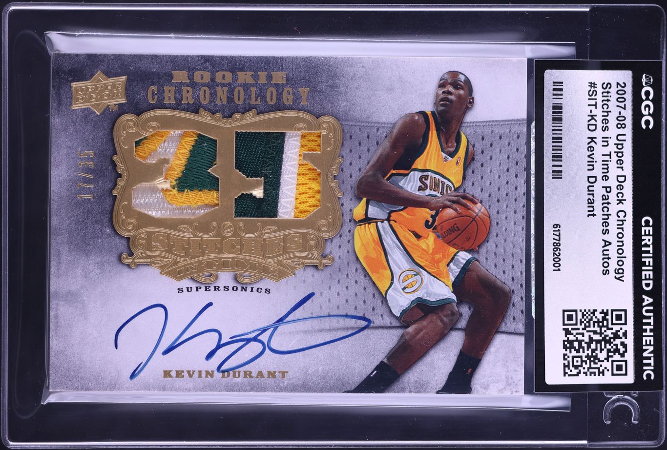 2007 Upper Deck Chronology Stitches In Time Kevin Durant ROOKIE PATCH ...