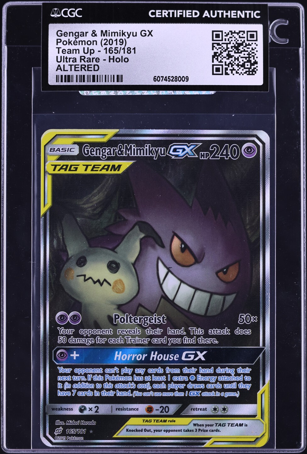 2019 Pokemon SM Team Up Alt Art Gengar & Mimikyu GX #165 CGC ALTERED AUTH on Fanatics Collect