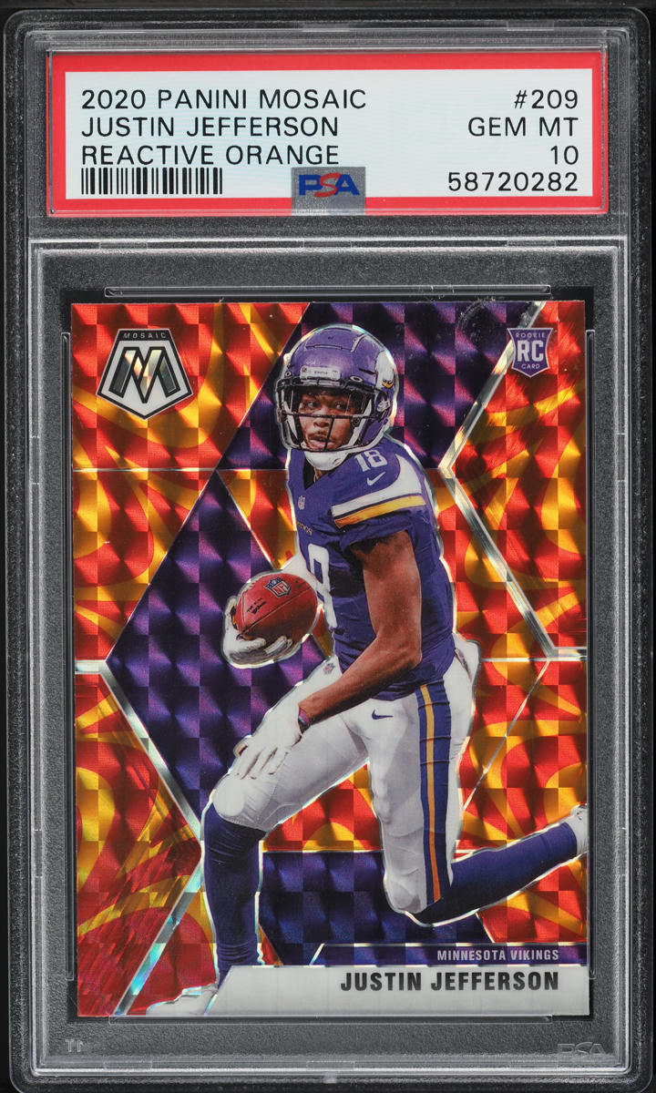 2020 Panini Mosaic Reactive Orange Justin Jefferson ROOKIE #209 PSA 10 ...