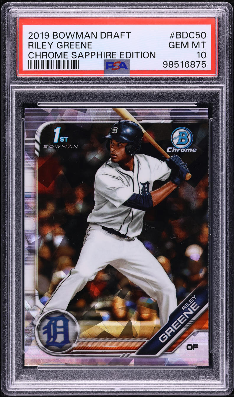 2019 Bowman Chrome Draft Sapphire Riley Greene PROSPECT #BDC-50 PSA 10 GEM MINT on Fanatics Collect