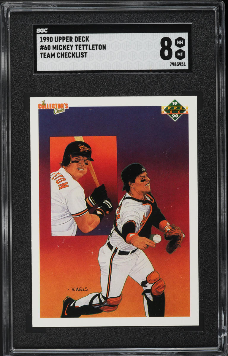 1990 Upper Deck Team Checklist Mickey Tettleton #60 SGC 8 NM-MT on ...
