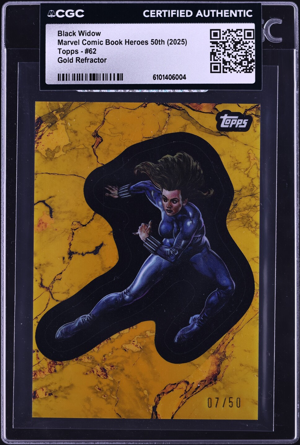 2025 Topps Marvel Comic Book Heroes 50th Gold Refractor Black Widow /50 ...