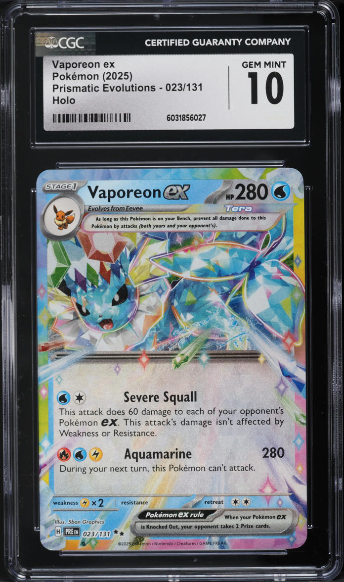 2025 Pokemon SV Prismatic Evolution Holo Vaporeon ex #23 CGC 10 GEM ...