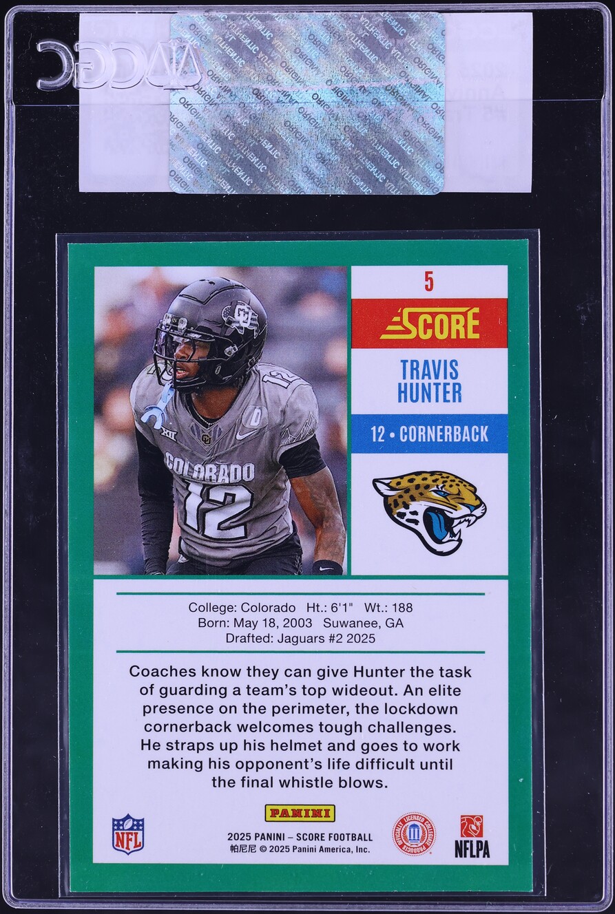2025 Score Anniversary Travis Hunter ROOKIE #5 CGC AUTH on Fanatics Collect