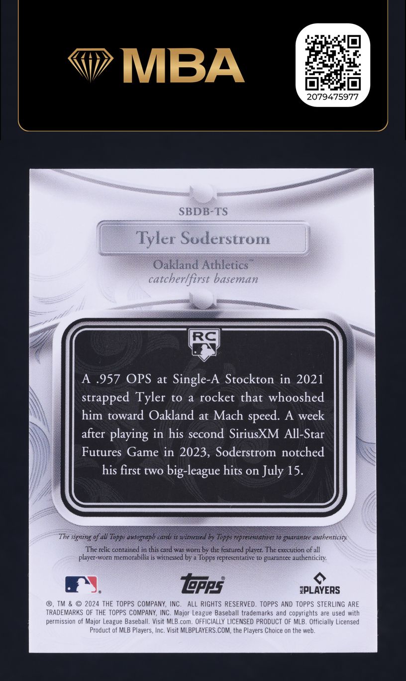 2024 Topps Sterling Debuts Tyler Soderstrom ROOKIE PATCH AUTO /25 MBA ...