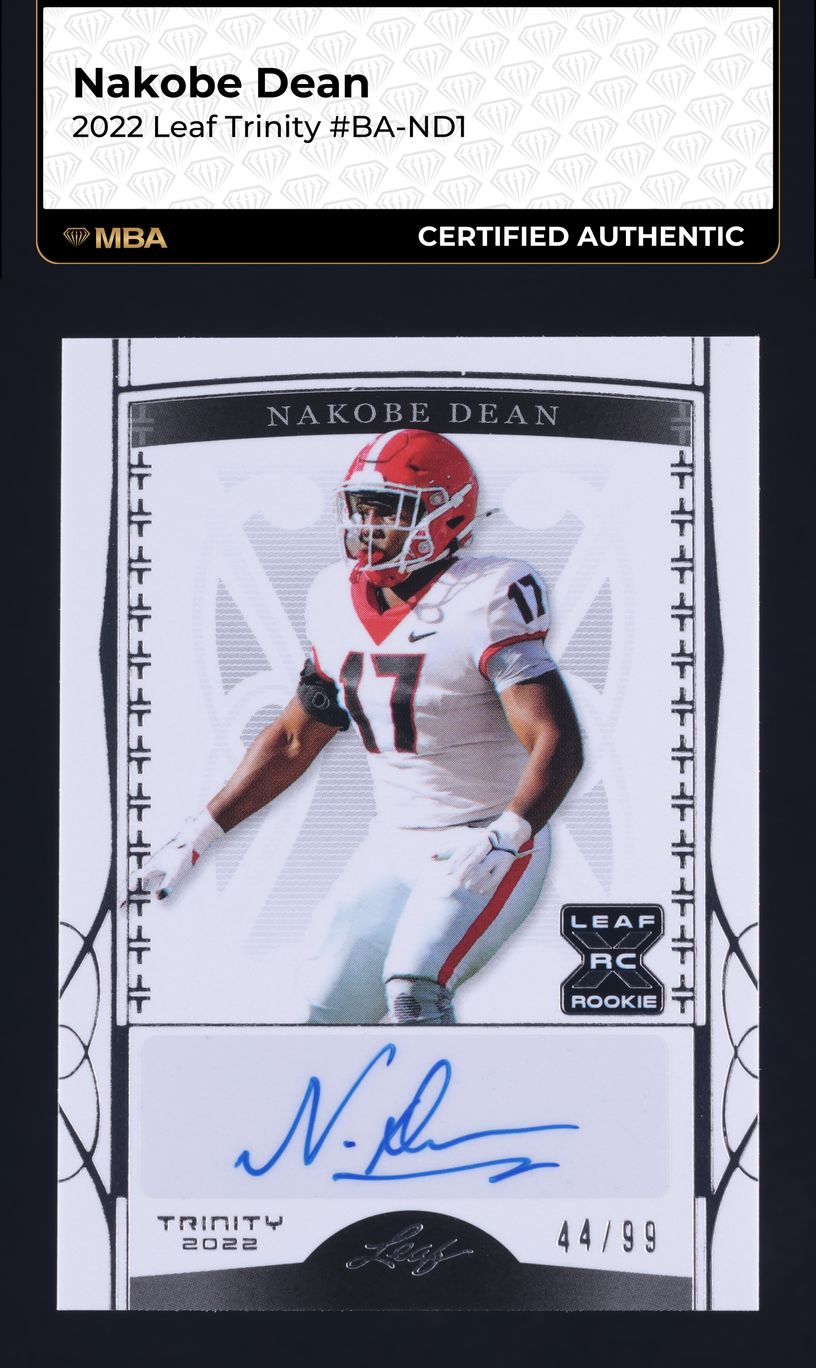 2022 Leaf Trinity Nakobe Dean ROOKIE AUTO /99 #BA-ND1 MBA AUTH on Fanatics Collect