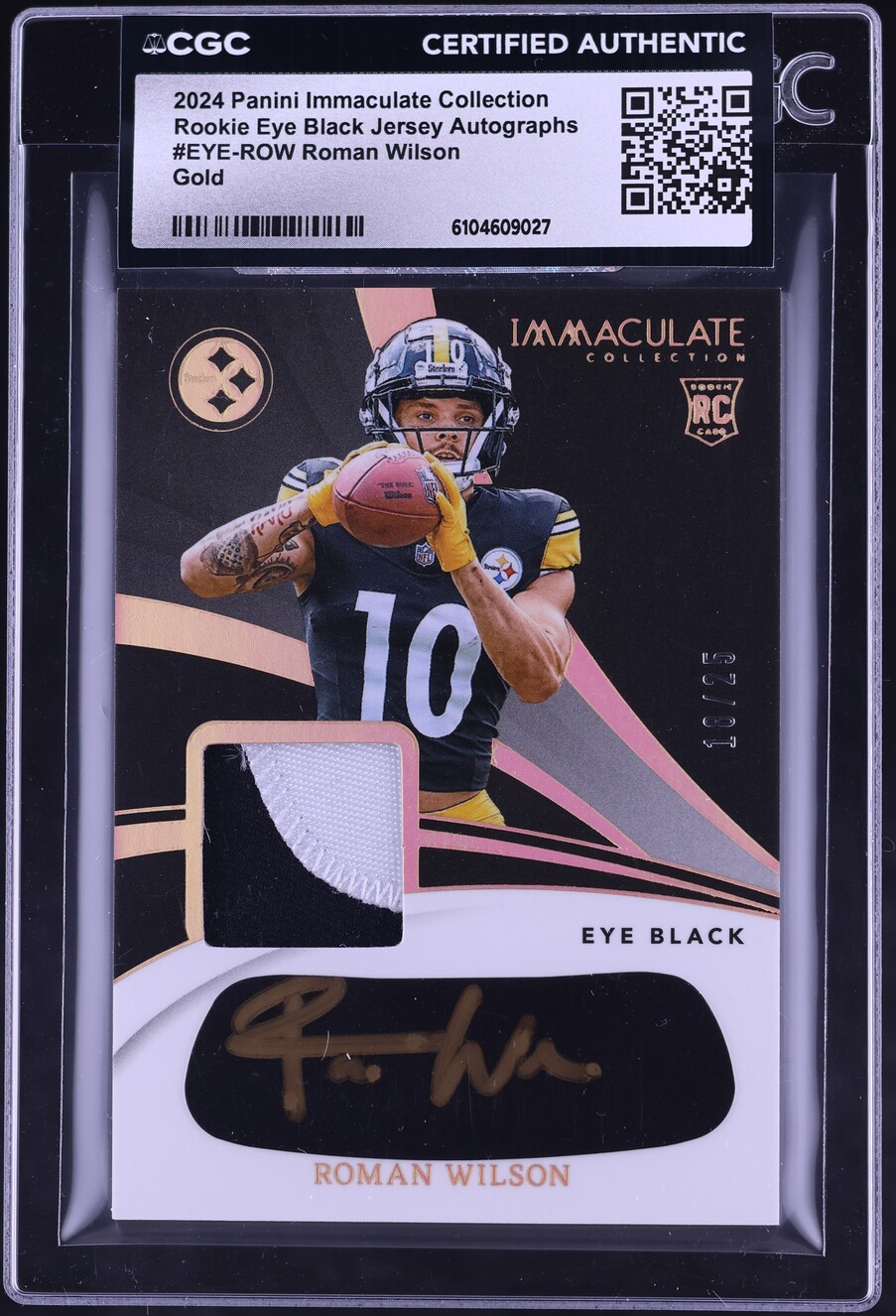 2024 Immaculate Collection Eye Black Gold Roman Wilson ROOKIE PATCH ...