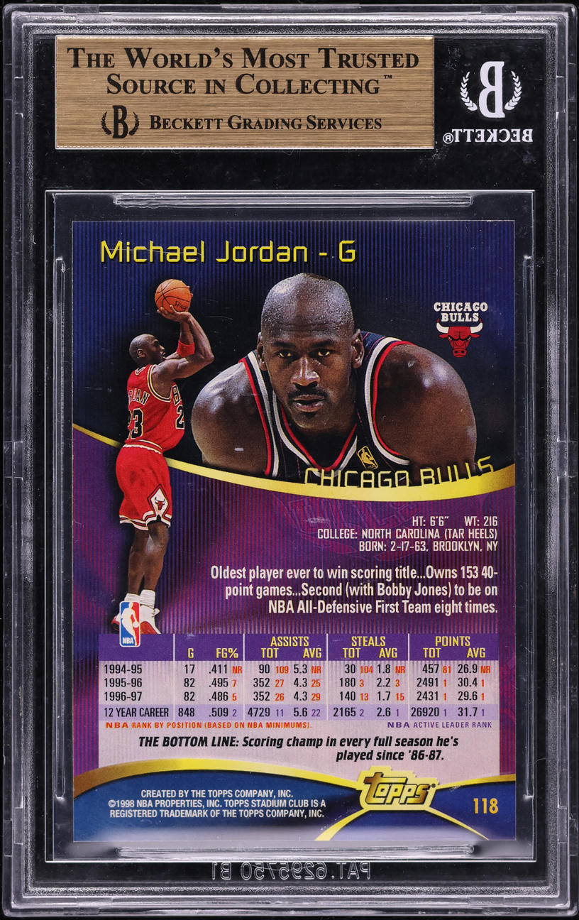 1997 Stadium Club First Day Issue Michael Jordan #118 BGS 9.5 GEM MINT ...