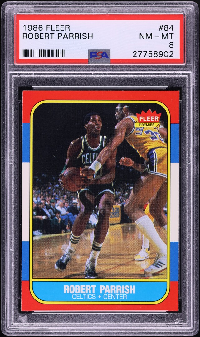 1986 Fleer Basketball Robert Parrish #84 PSA 8 NM-MT on Fanatics Collect