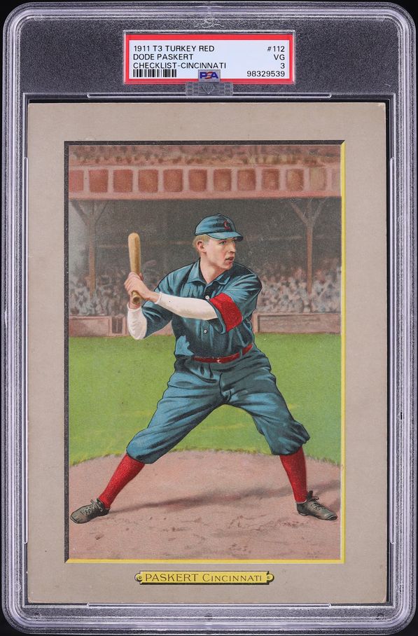 1911 T3 Turkey Red Checklist Dode Paskert CINCINNATI #112 MBA PSA 3 VG on Fanatics Collect