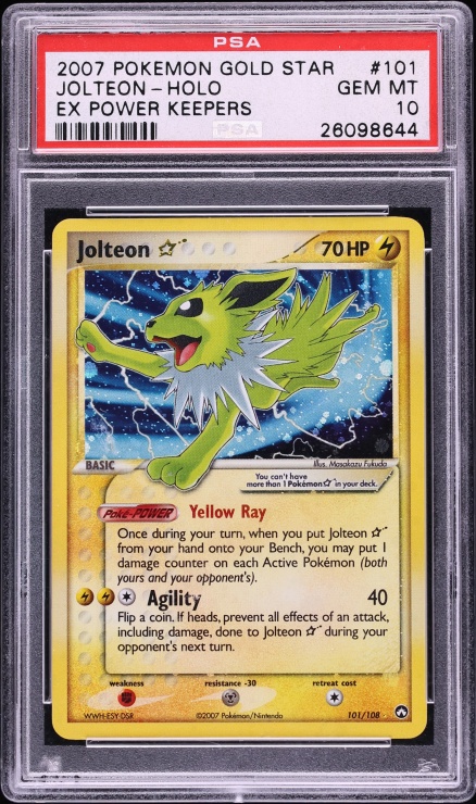 2007 Pokemon EX Power Keepers Holo Jolteon Gold Star #101 PSA 10 GEM ...