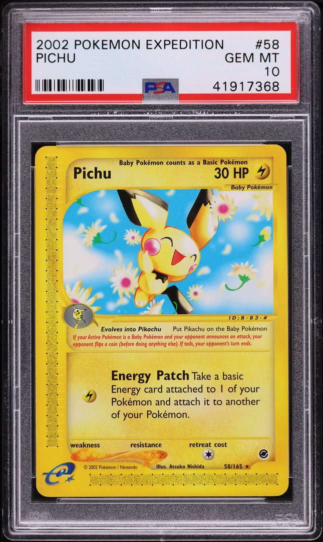 2002 Pokemon Expedition Pichu #58 PSA 10 GEM MINT on Fanatics Collect