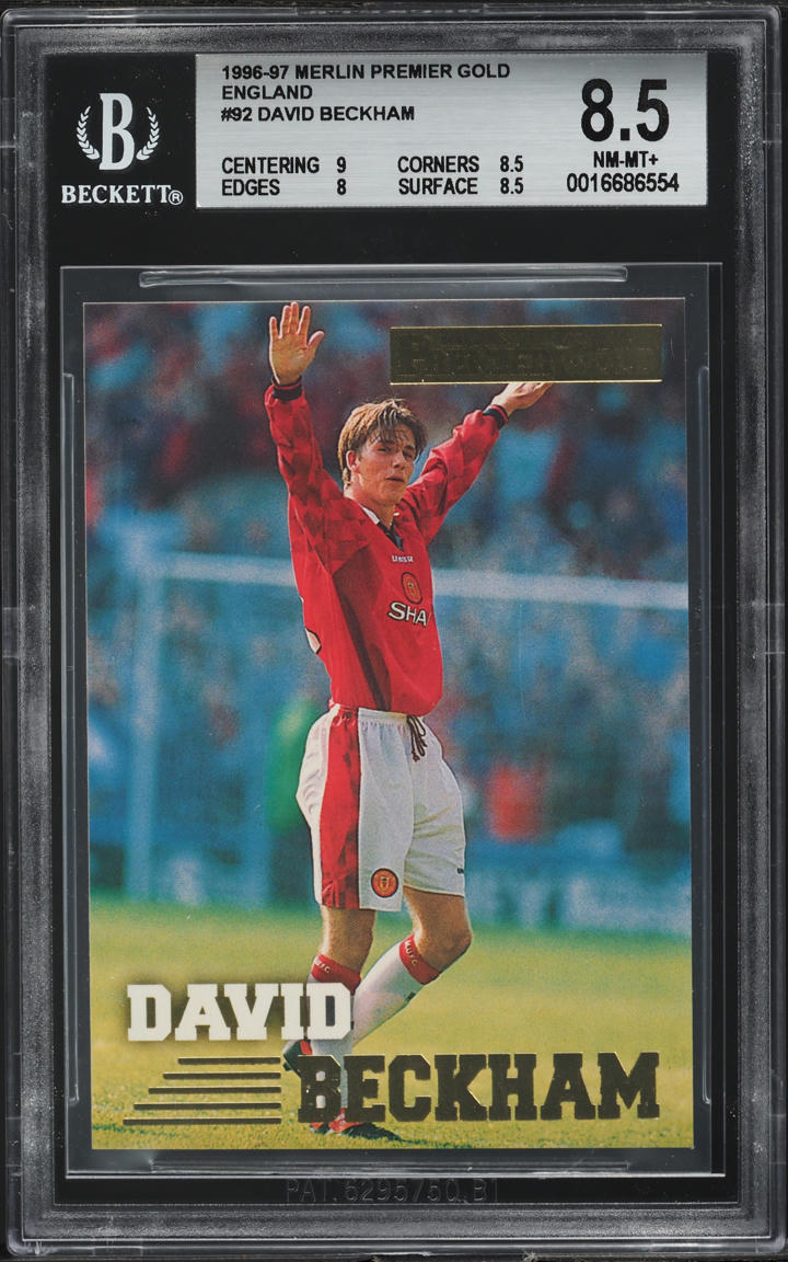 1996 Merlin Premier Gold England David Beckham ROOKIE #92 BGS 8.5 NM ...