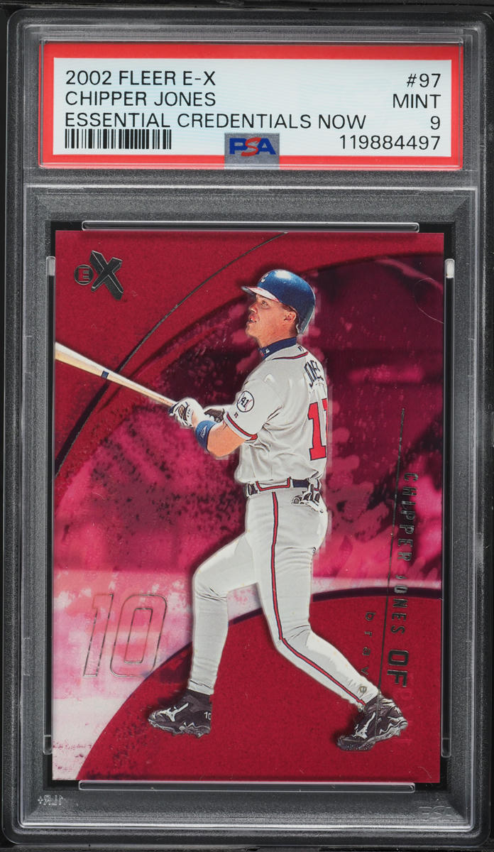 2002 Fleer E-X Essential Credentials Now Chipper Jones /97 #97 PSA 9 ...