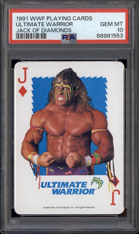 1991 WWF Playing Cards Jack Of Diamonds Ultimate Warrior PSA 10 on ...