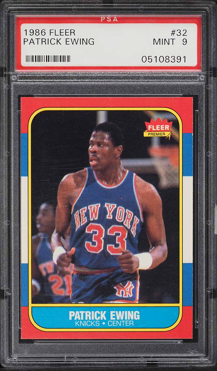 1986 Fleer Basketball Patrick Ewing ROOKIE #32 PSA 9 MINT on Fanatics ...