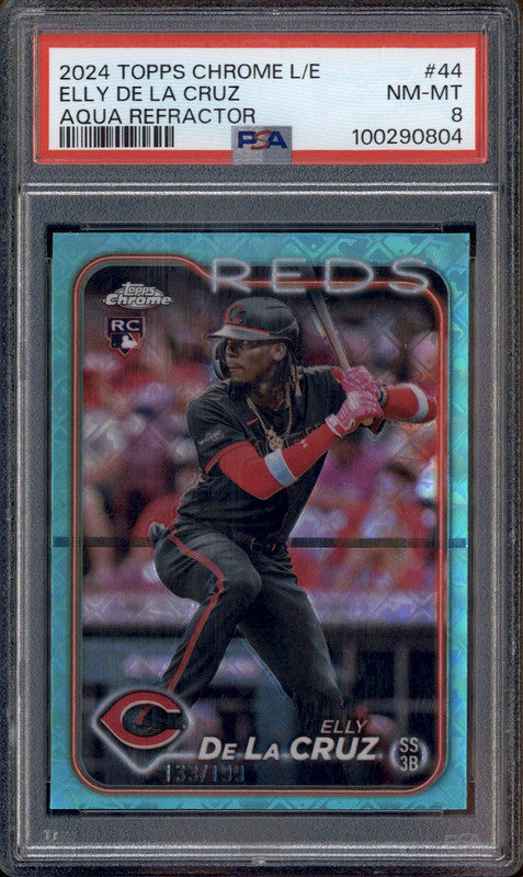 2024 Topps Chrome Logofractor Aqua Refractor Elly De La Cruz RC /199 PSA 8 on Fanatics Collect