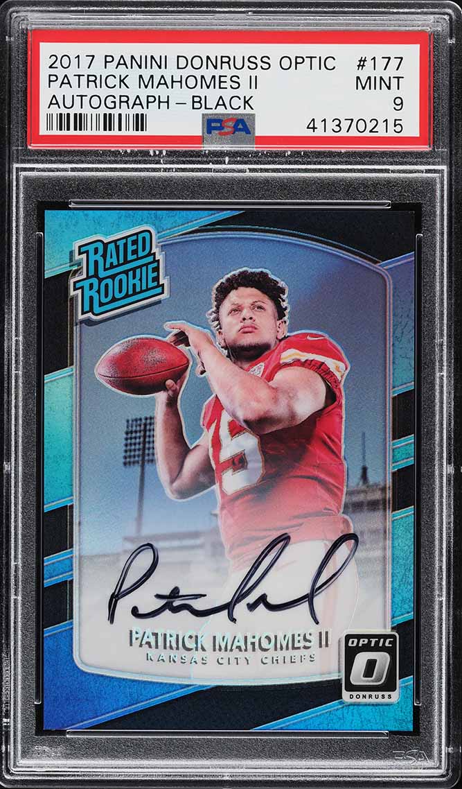 2017 Donruss Optic Black Patrick Mahomes II ROOKIE AUTO /25 #177 PSA 9 ...