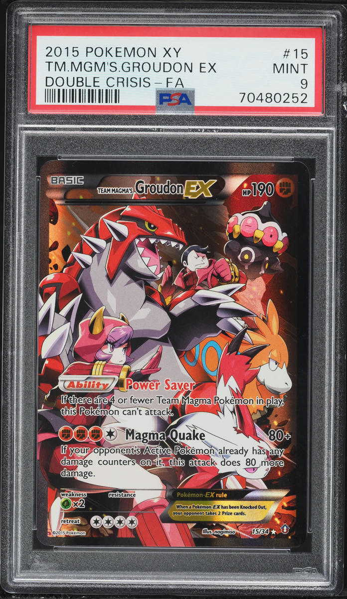 2015 Pokemon XY Double Crisis Full Art Team Magma's Groudon EX #15 PSA ...