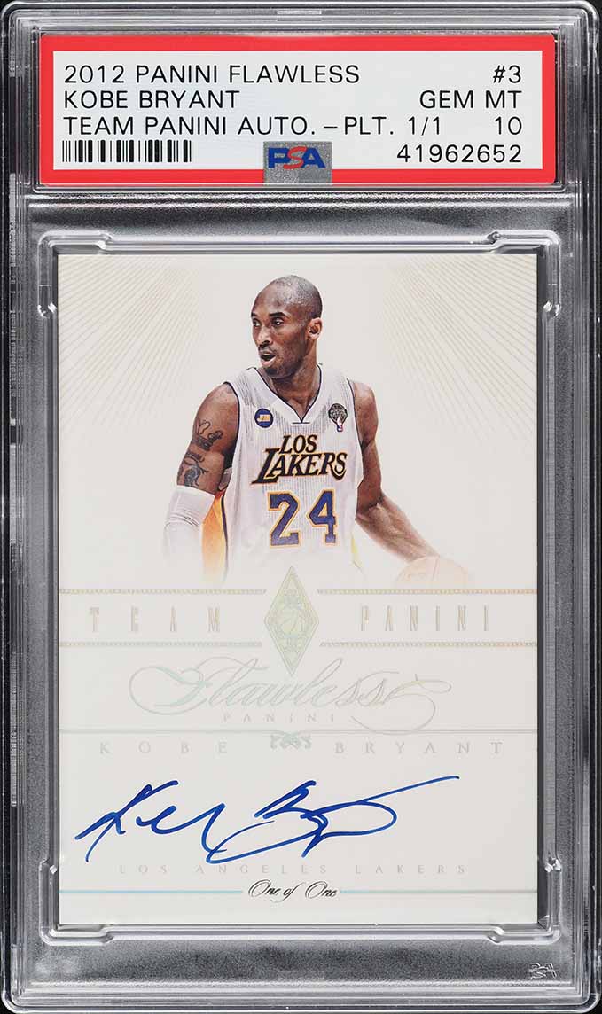 2012 Flawless Team Panini Platinum Kobe Bryant AUTO 1/1 #3 PSA 10 GEM ...