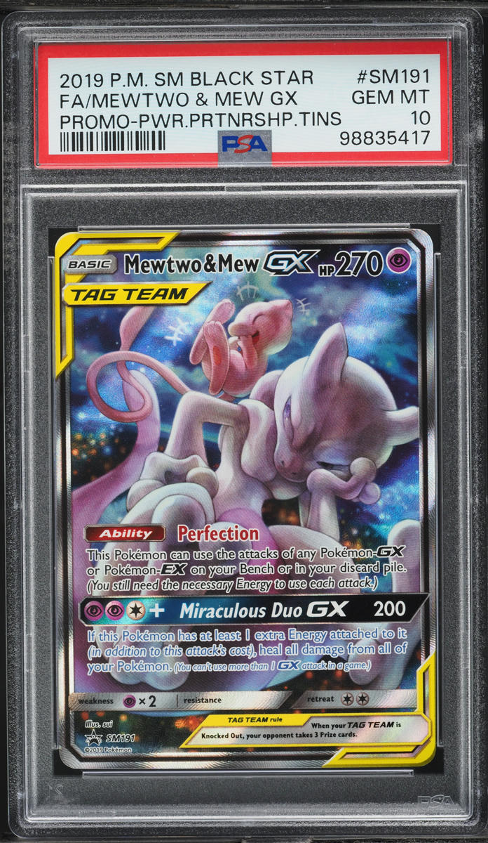 2019 Pokemon SM Black Star Promo Full Art Mewtwo & Mew GX #SM191 PSA 10 GEM MINT on Fanatics Collect