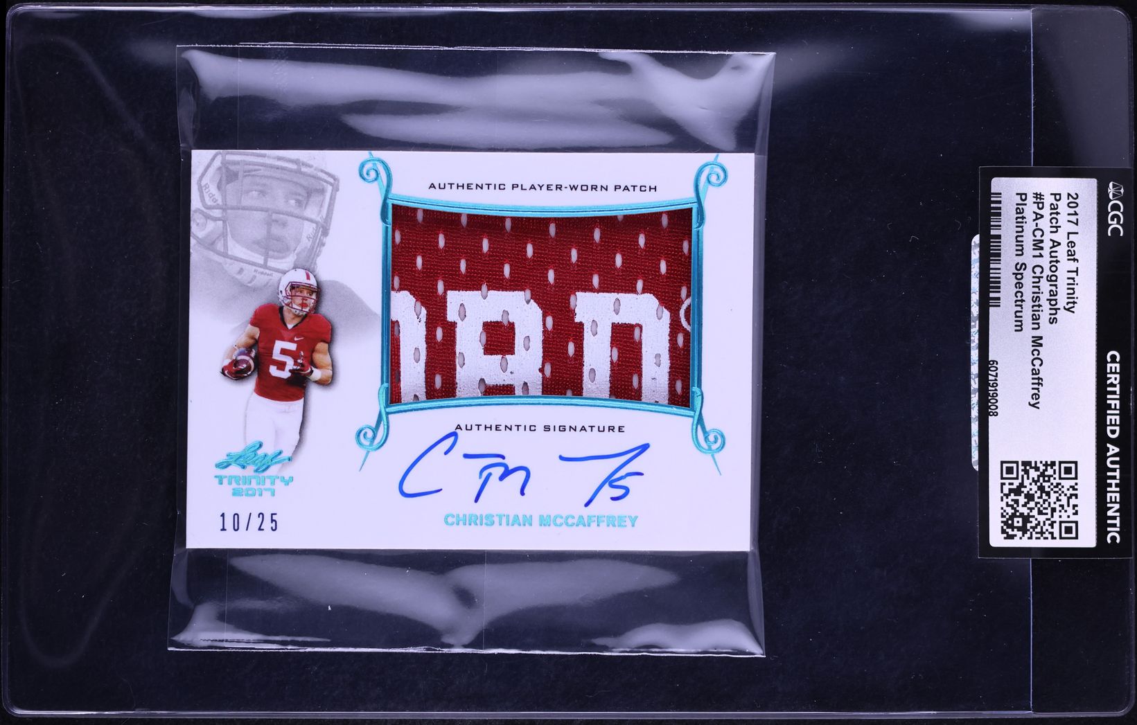 2017 Leaf Trinity Platinum Spectrum Christian McCaffrey PATCH AUTO /25 ...