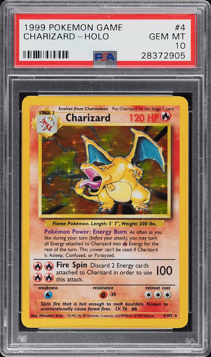 1999 Pokemon Base Set Holo Charizard #4 PSA 10 GEM MINT on Fanatics Collect