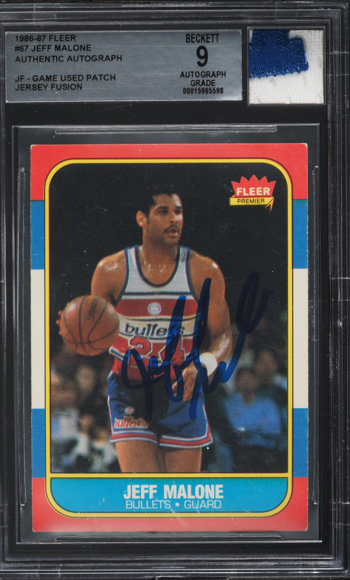 1986 Fleer Basketball Jeff Malone GAME USED PATCH AUTO #67 BGS AUTH on ...