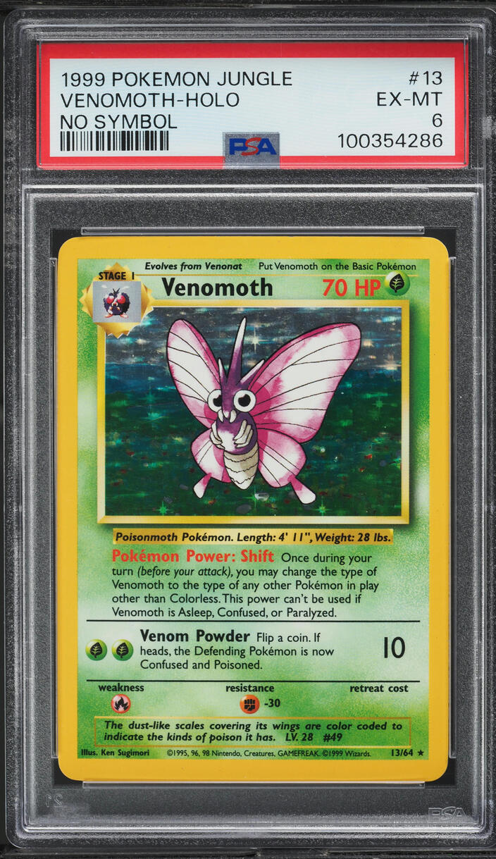 1999 Pokemon Jungle No Symbol Holo Venomoth #13 PSA 6 EXMT on Fanatics ...