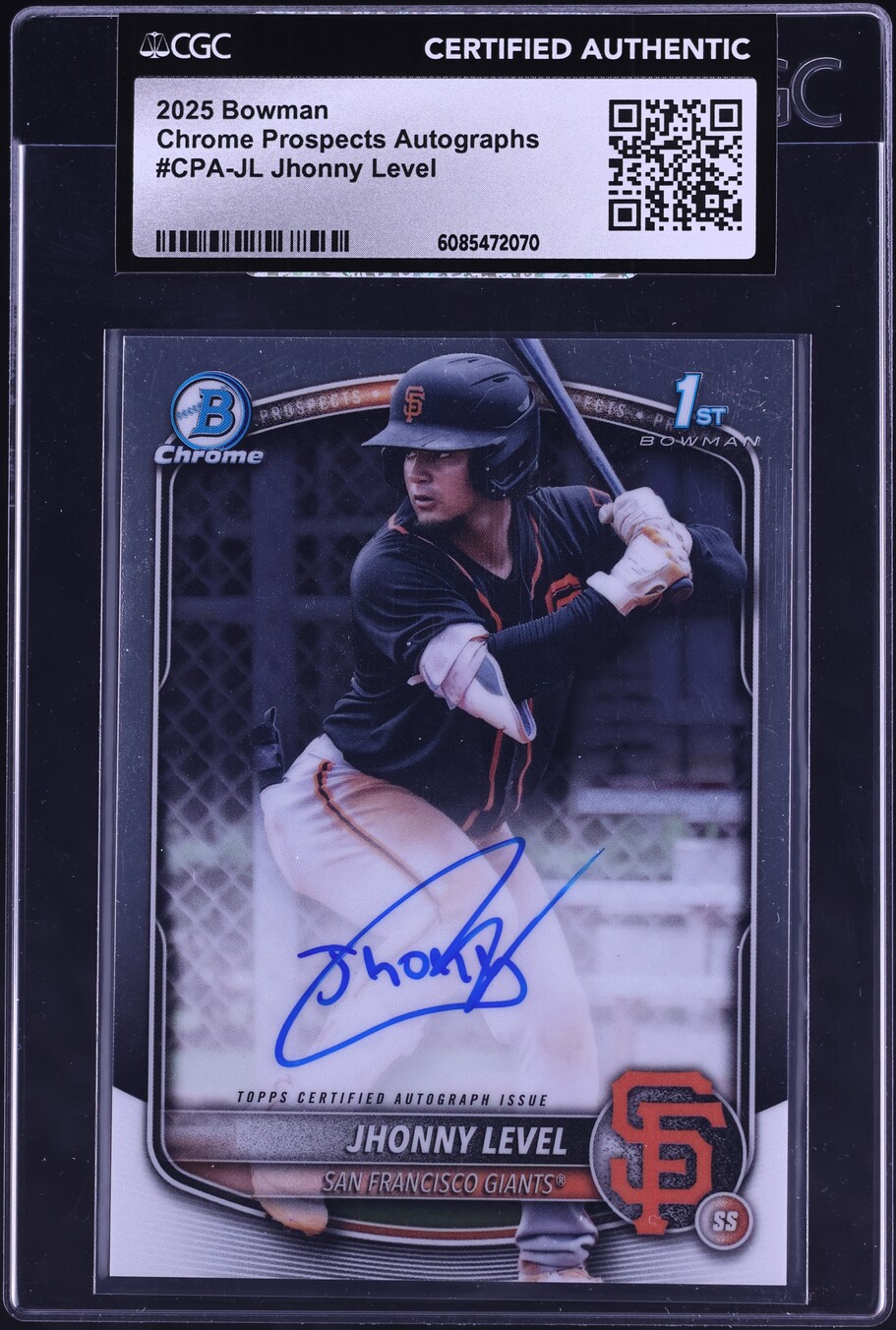 2025 Bowman Chrome Jhonny Level PROSPECT AUTO #CPA-JL CGC AUTH on ...