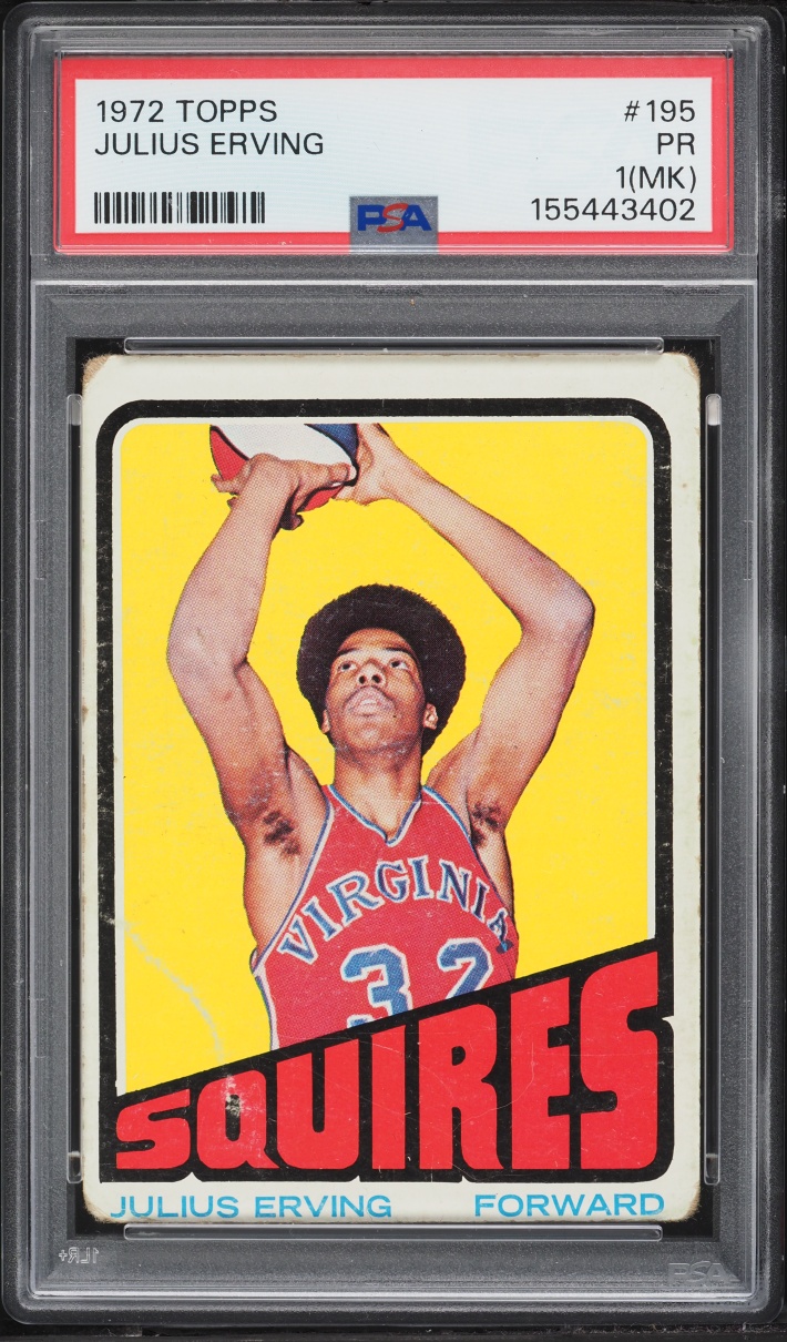 1972 Topps Basketball Julius Erving ROOKIE #195 PSA 1(mk) PR on ...
