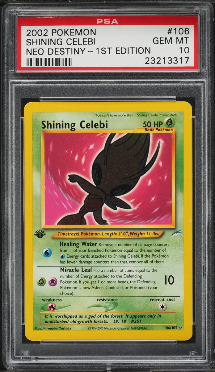 2002 Pokemon Neo Destiny 1st Edition Shining Celebi #106 PSA 10 GEM ...