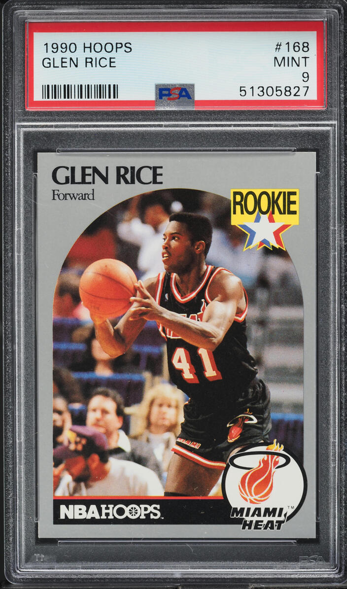 1990 Hoops Glen Rice ROOKIE #168 PSA 9 MINT on Fanatics Collect