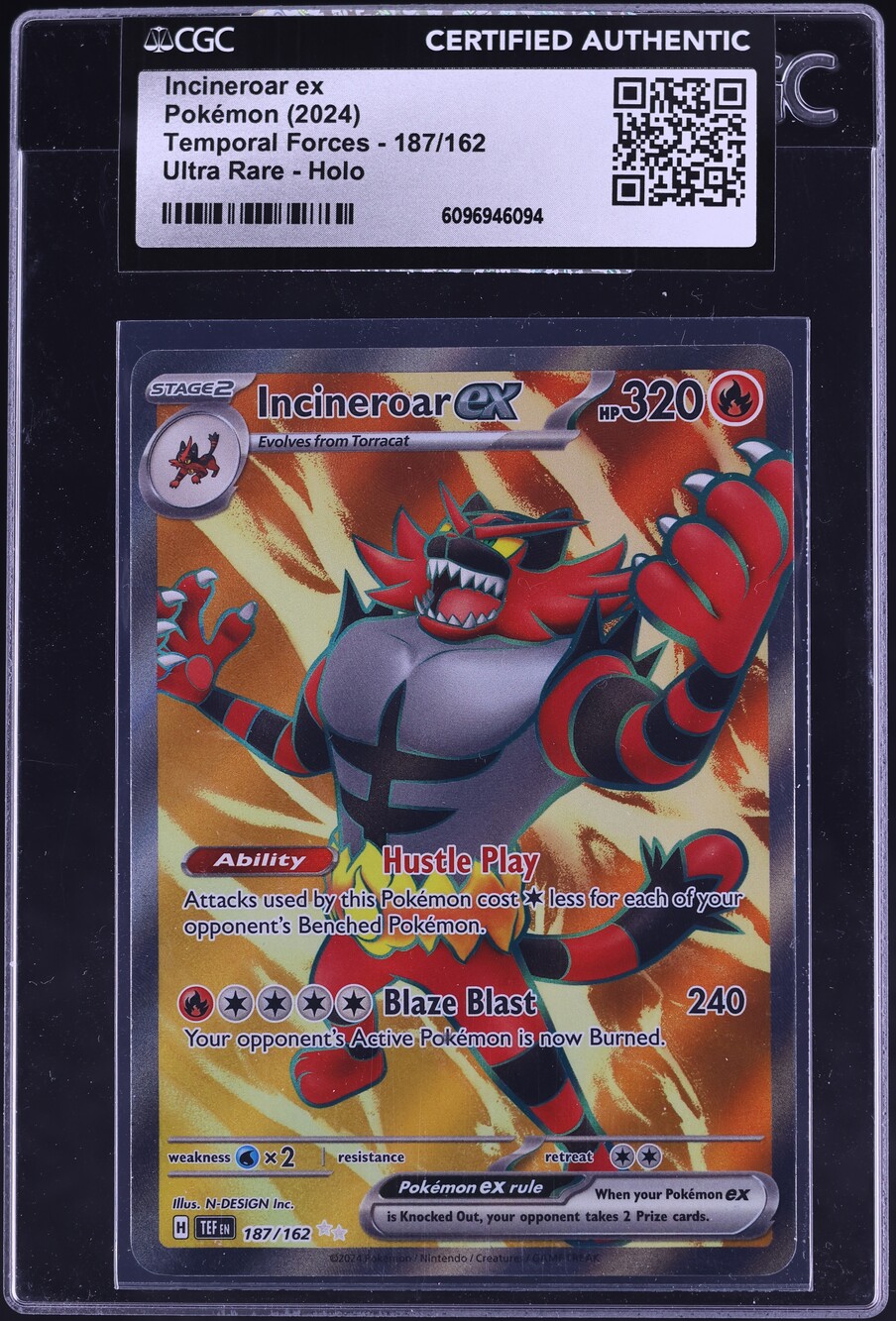 2024 Pokemon Sword & Shield Temporal Forces Full Art Incineroar ex #187 ...