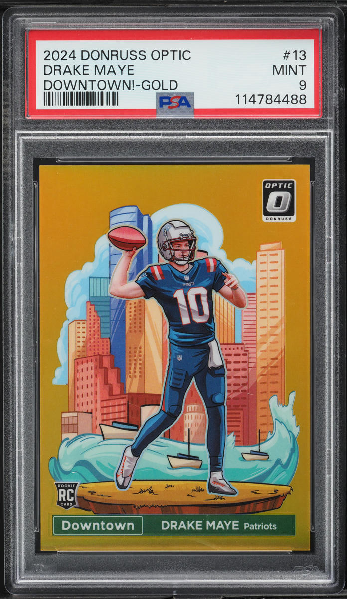 2024 Donruss Optic Downtown Gold Drake Maye ROOKIE 1/10 #13 PSA 9 MINT on Fanatics Collect