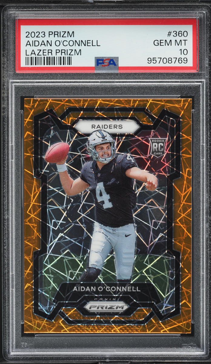 2023 Panini Prizm Lazer Prizm Aidan O'Connell ROOKIE #360 PSA 10 GEM ...