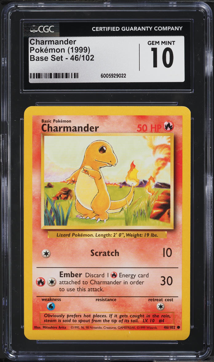 1999 Pokemon Base Set Charmander #46 CGC 10 GEM MINT on Fanatics Collect