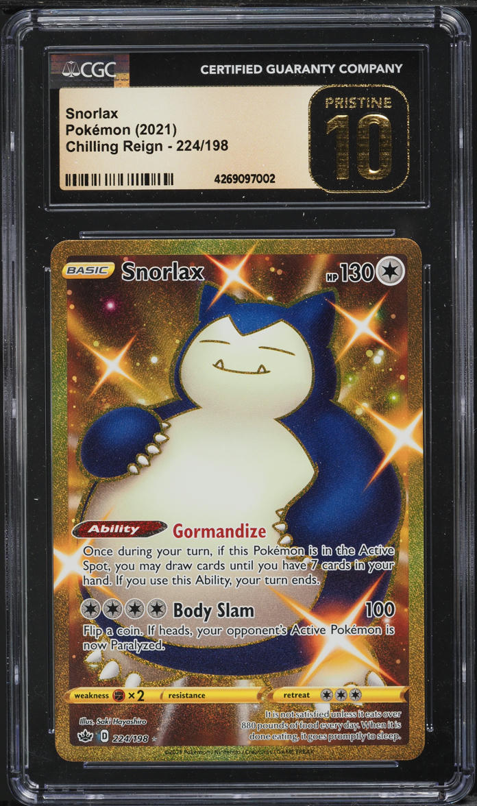 2021 Pokemon SWSH Chilling Reign Full Art Snorlax #224 CGC 10 PRISTINE on Fanatics Collect