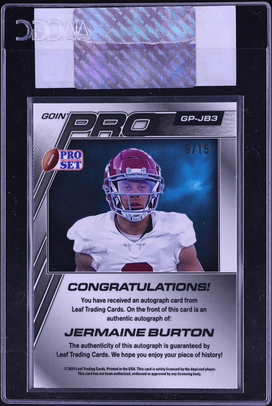 2024 Leaf Pro Set Goin' Pro Prismatic Silver Jermaine Burton ROOKIE ...
