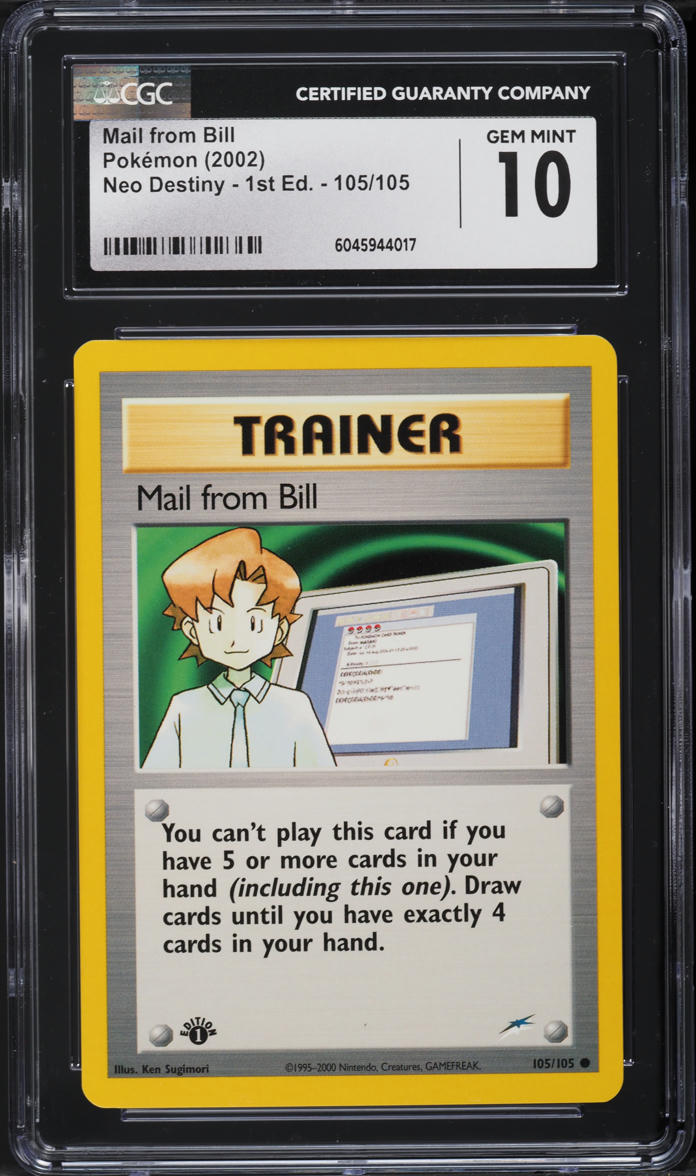 2002 Pokemon Neo Destiny 1st Edition Mail From Bill #105 CGC 10 GEM ...
