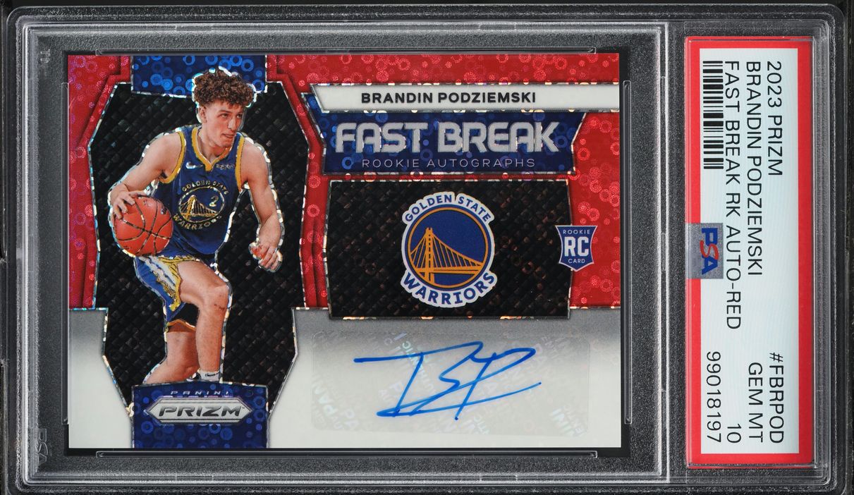 2023 Panini Prizm Fast Break Red Brandin Podziemski ROOKIE AUTO /99 PSA ...