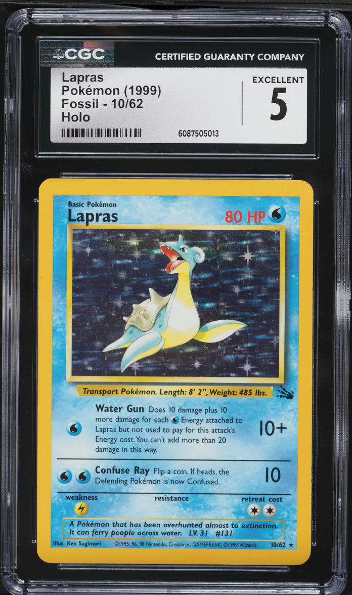 1999 Pokemon Fossil Holo Lapras #10 CGC 5 EX on Fanatics Collect