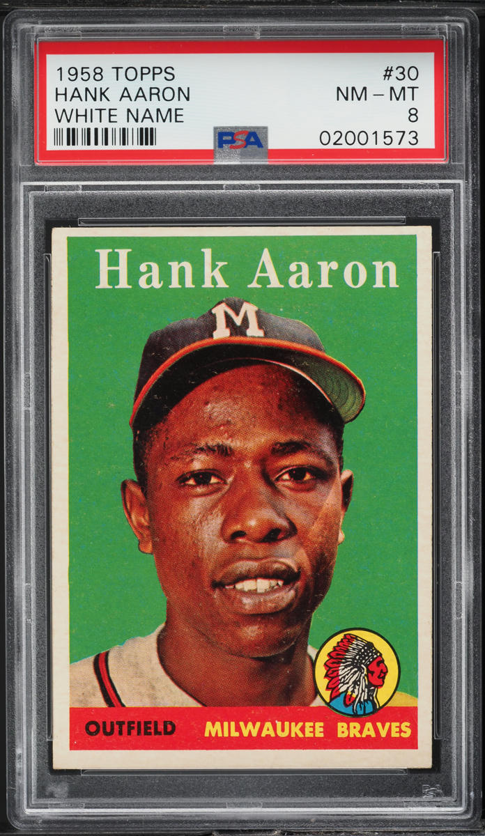 1958 Topps Hank Aaron WHITE NAME #30 PSA 8 NM-MT on Fanatics Collect