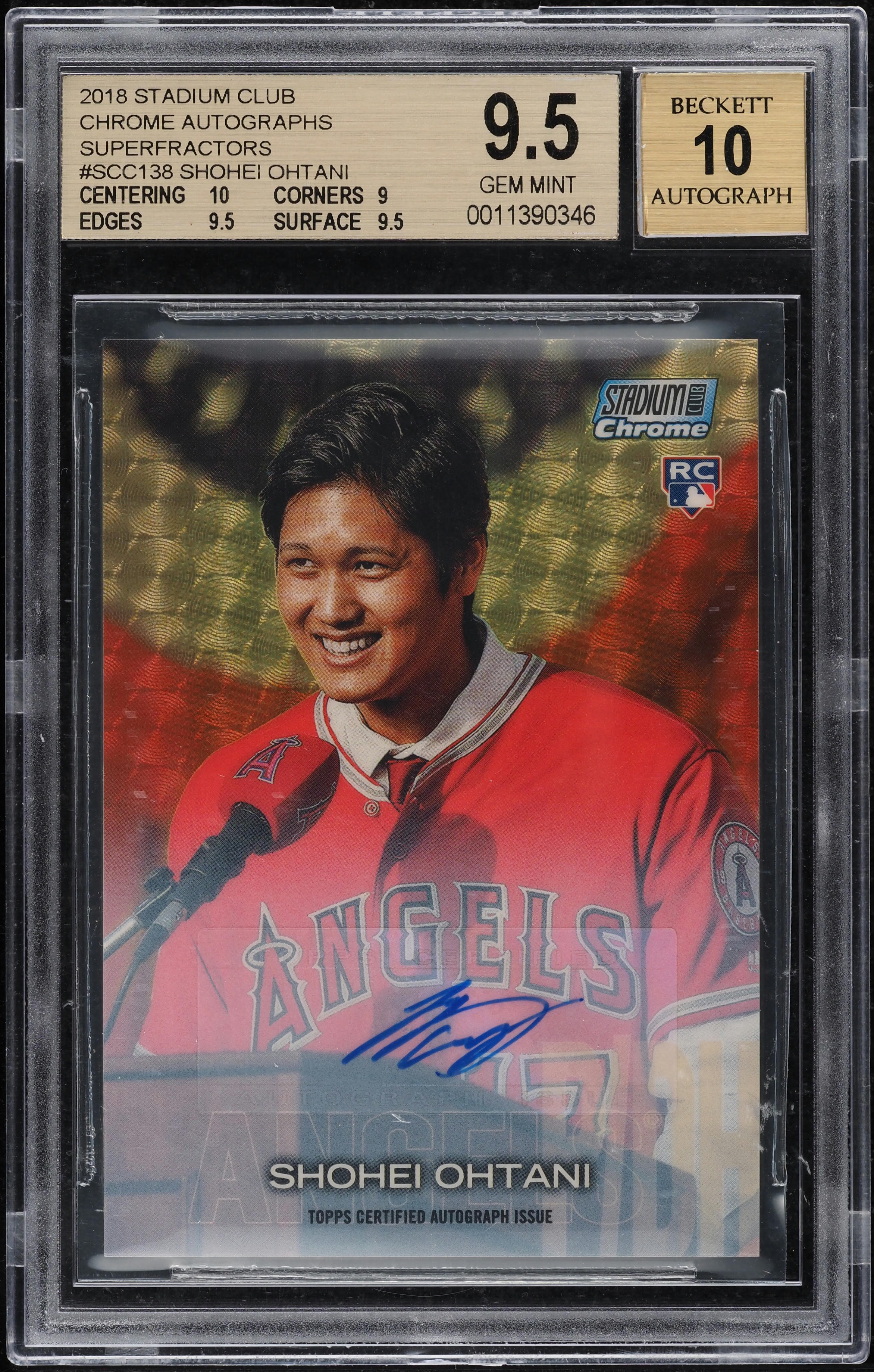 2018 Stadium Club Chrome Superfractor Shohei Ohtani ROOKIE AUTO 1/1 BGS ...