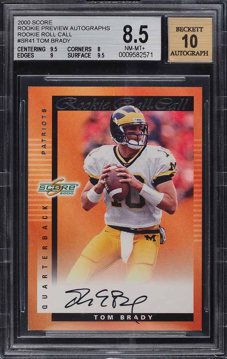 2000 Score Preview Rookie Roll Call Tom Brady RC AUTO 27/50 BGS 8.5 NM ...