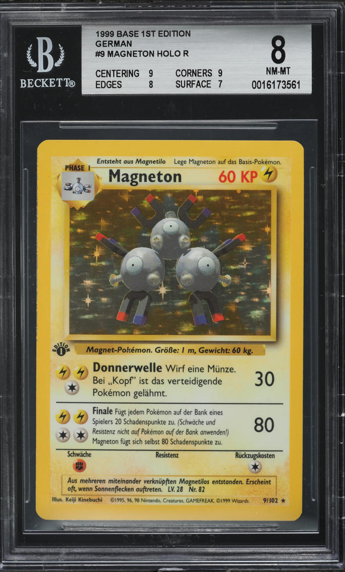 1999 Pokemon German Base Set 1st Edition Holo Magneton #9 BGS 8 NM-MT ...